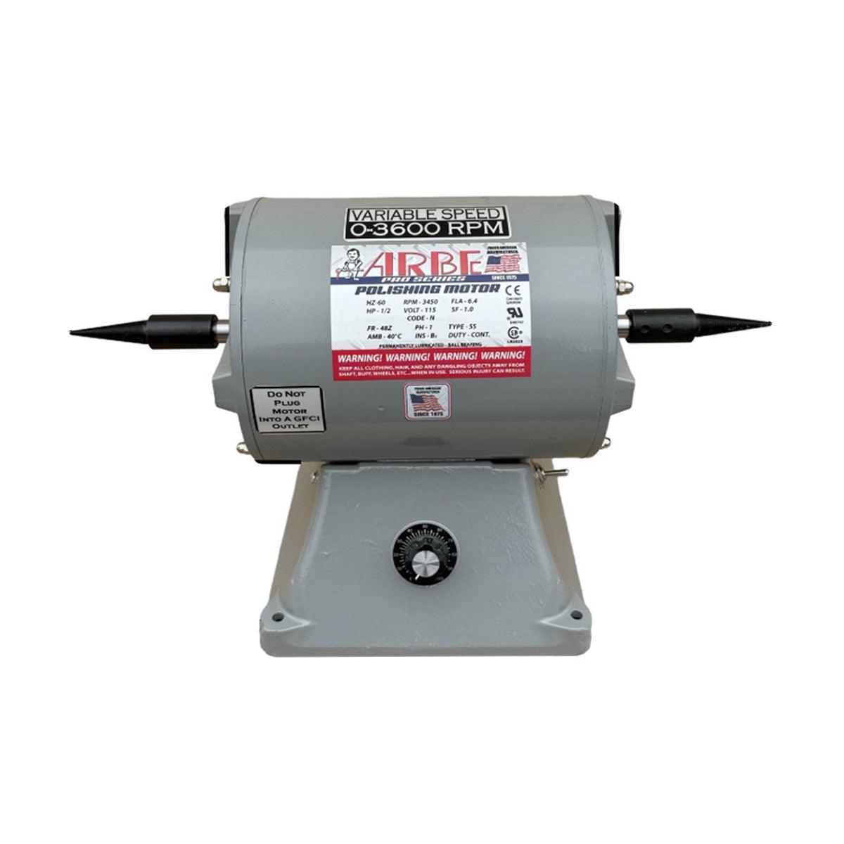 Arbe PM-350 Variable Speed 1/2HP Polishing Motor 110V 0-3600RPM with 1/2" L & R Spindles ...