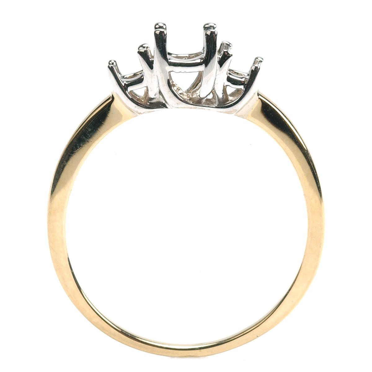 14K Two-Tone 3-Stone Criss-Cross Ring Mountings-Round 7.5mm Center ...