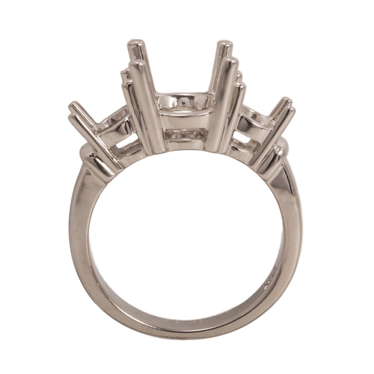 14KW, 18KW & Platinum 3-Stone Round Ring Mountings-8mm Center Stone ...