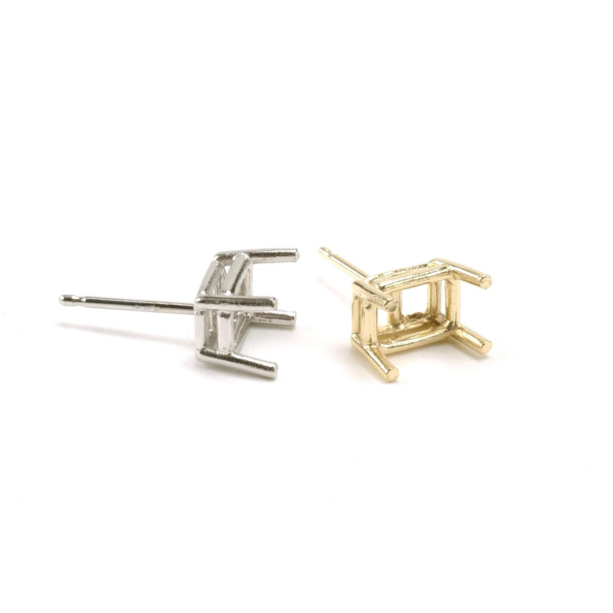 Emerald Double Gallery 4-Prong Cast Earring Mounting | Gold & Platinum ...