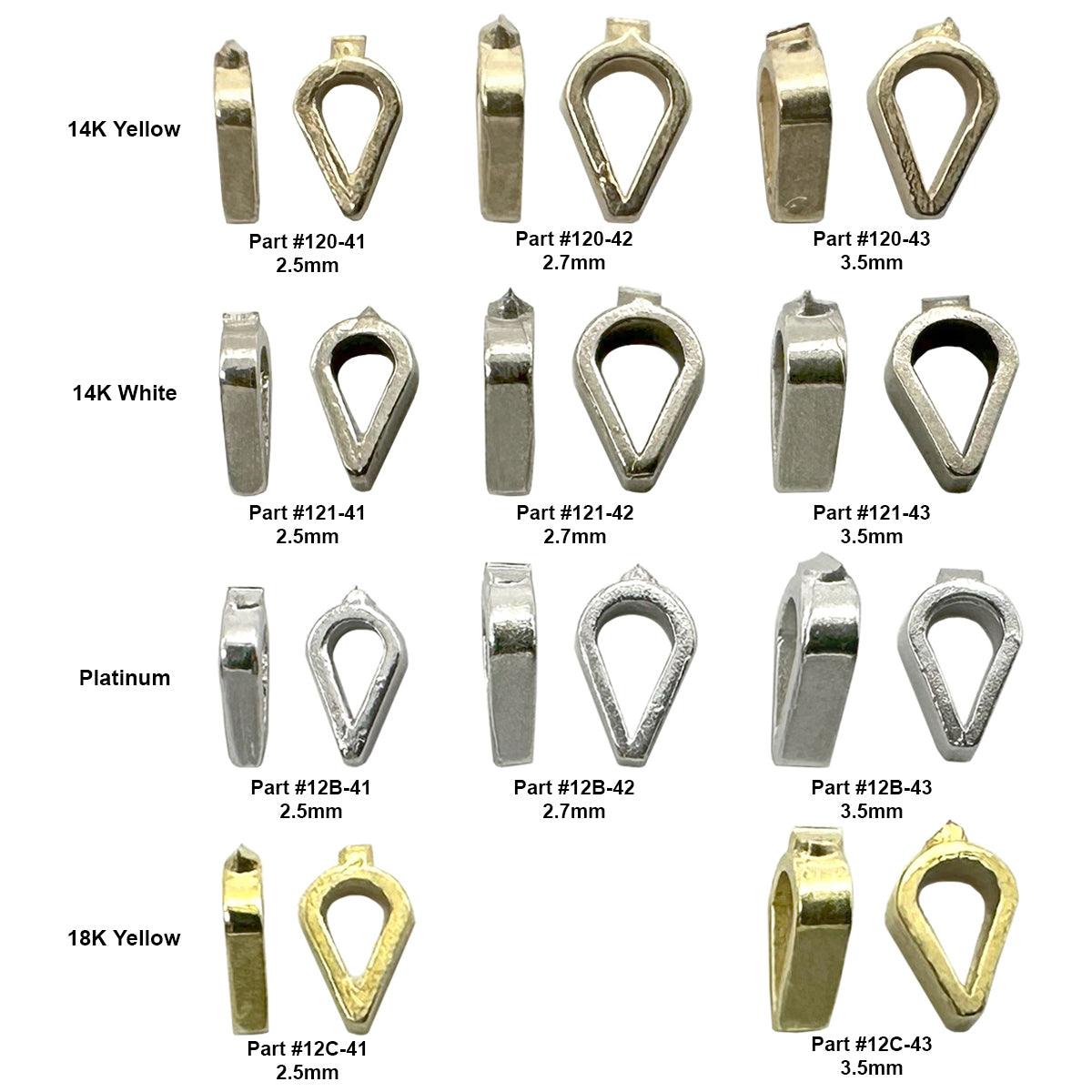 14KY, 14KW, 18KY & Platinum Closed Straight Solid Bail-Pendant Loop ...