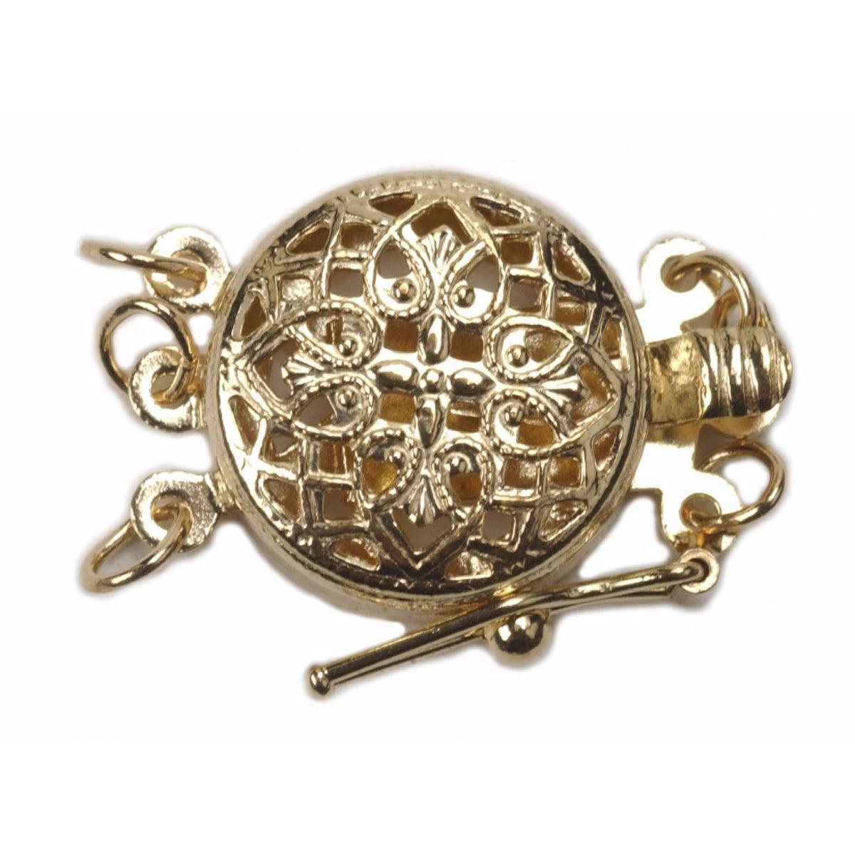 14KY 3-Strand Round Filigree Pearl Clasp with Figure 8 Safety ...