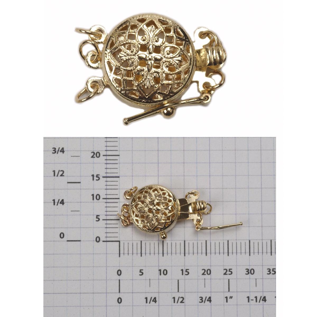 14KY 3-Strand Round Filigree Pearl Clasp with Figure 8 Safety ...
