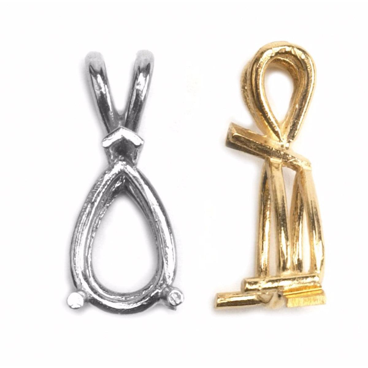 Gold Pear 3-Prong Double Gallery Cast Pendant Setting — Otto Frei