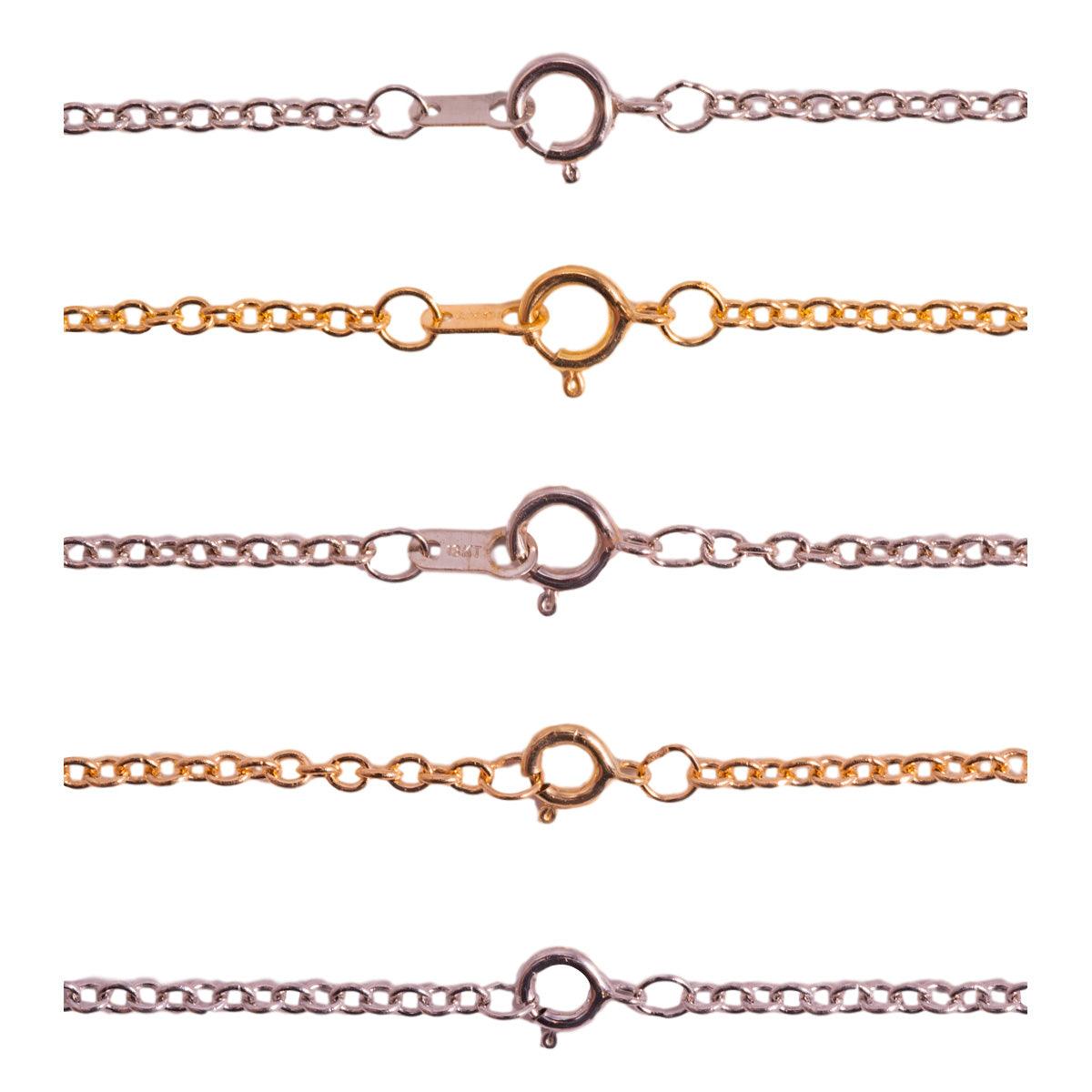 14KY,14KW,18KY,18KW & Platinum 1.8mm Cable Chain With Spring Ring ...