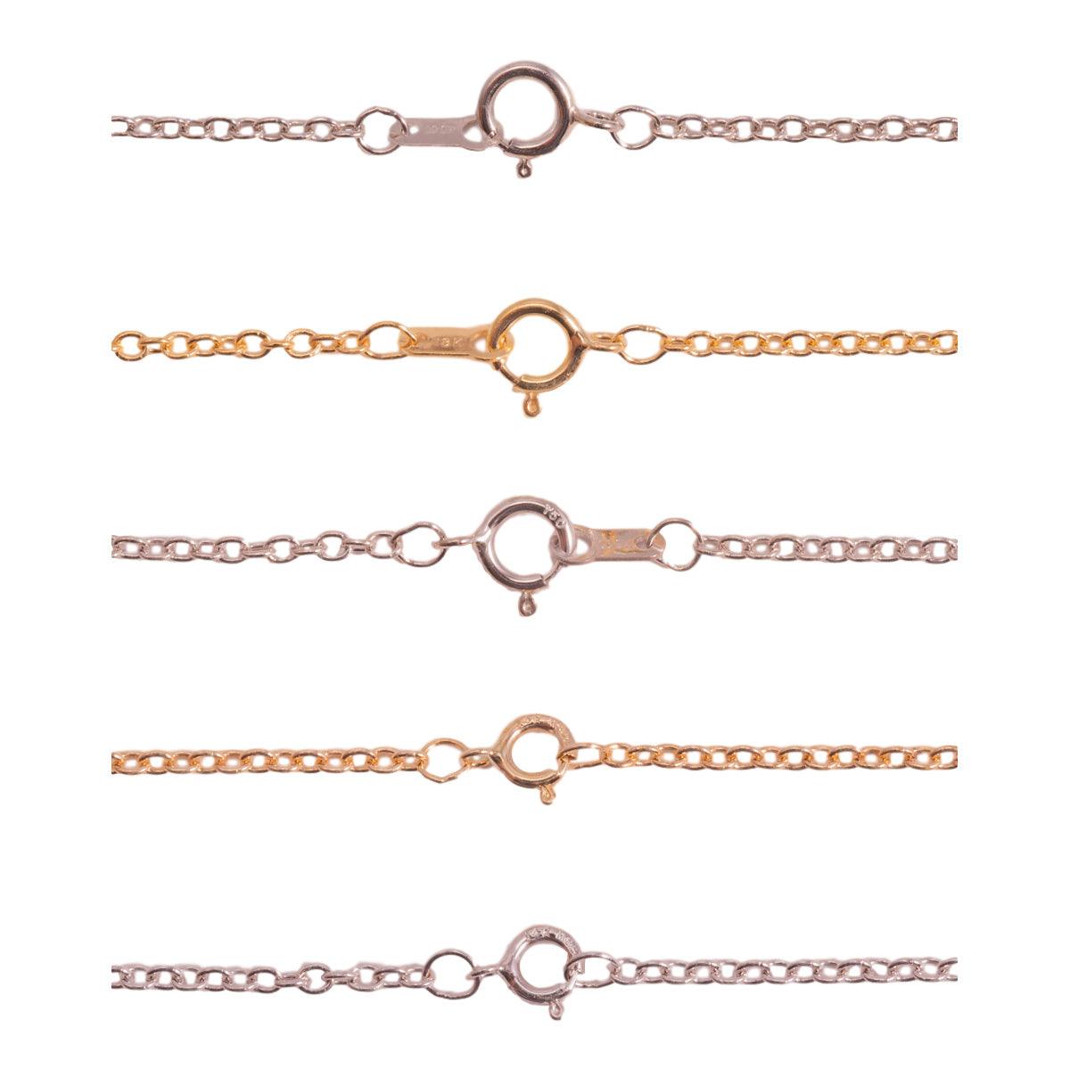 14KY,14KW,18KY,18KW & Platinum Cable Chain 1.5mm with Spring Ring Clasp ...