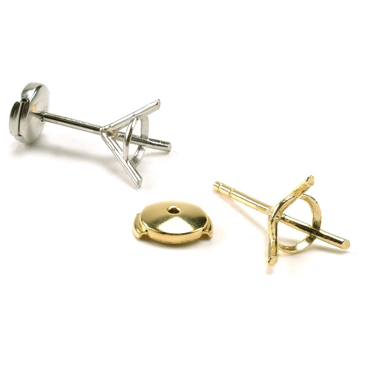 Gold & Platinum Round 3-Prong Cocktail Earring Mountings | Otto Frei