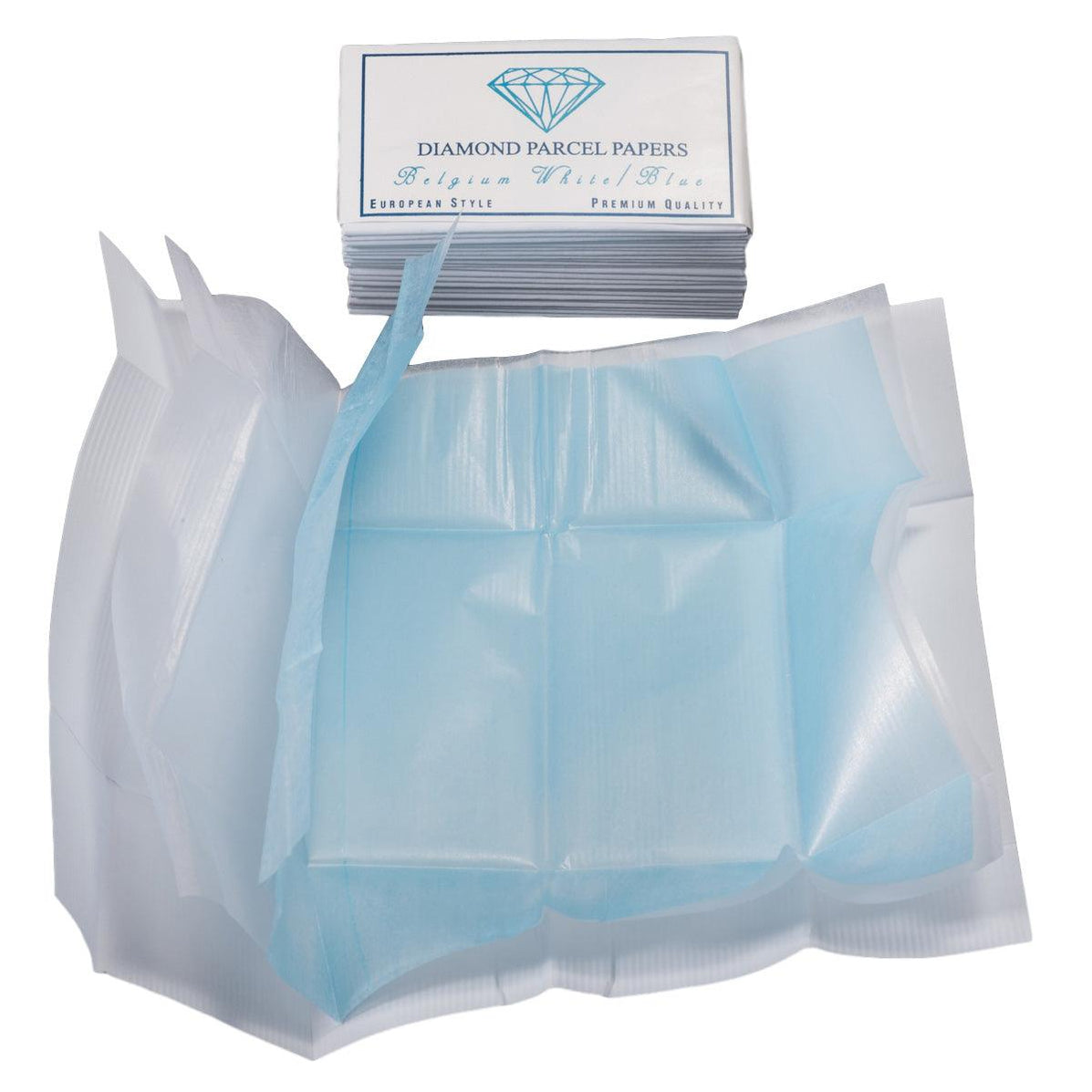 Diamond Parcel Papers-Belgium White/Blue Packs Of 25 — Otto Frei