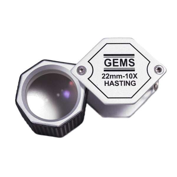 GEMS 10X-22mm Hexagon Triplet Loupe-Silver with Rubber Grip-Achromatic ...