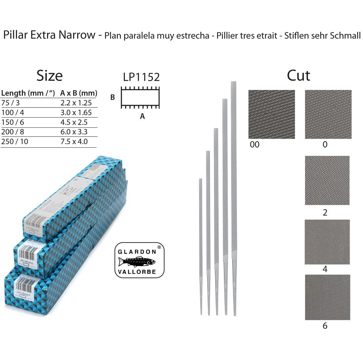 Glardon-Vallorbe Pillar Extra Slim 2 Sides Cut Files – LP1152 — Otto Frei