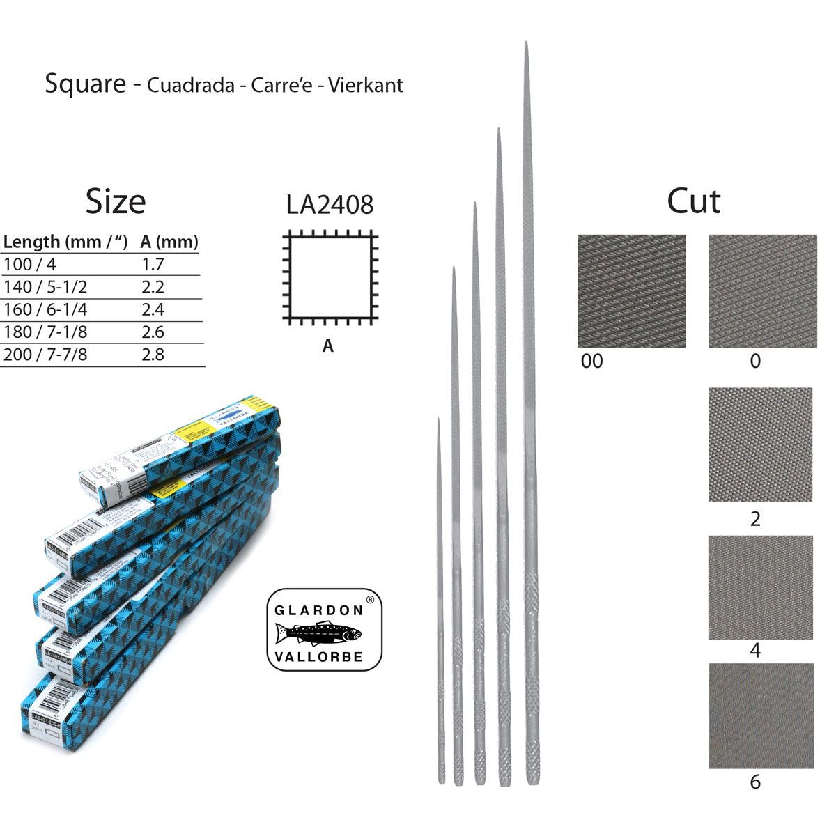 Glardon-Vallorbe Square Needle Files LA2408 | Swiss Made — Otto Frei