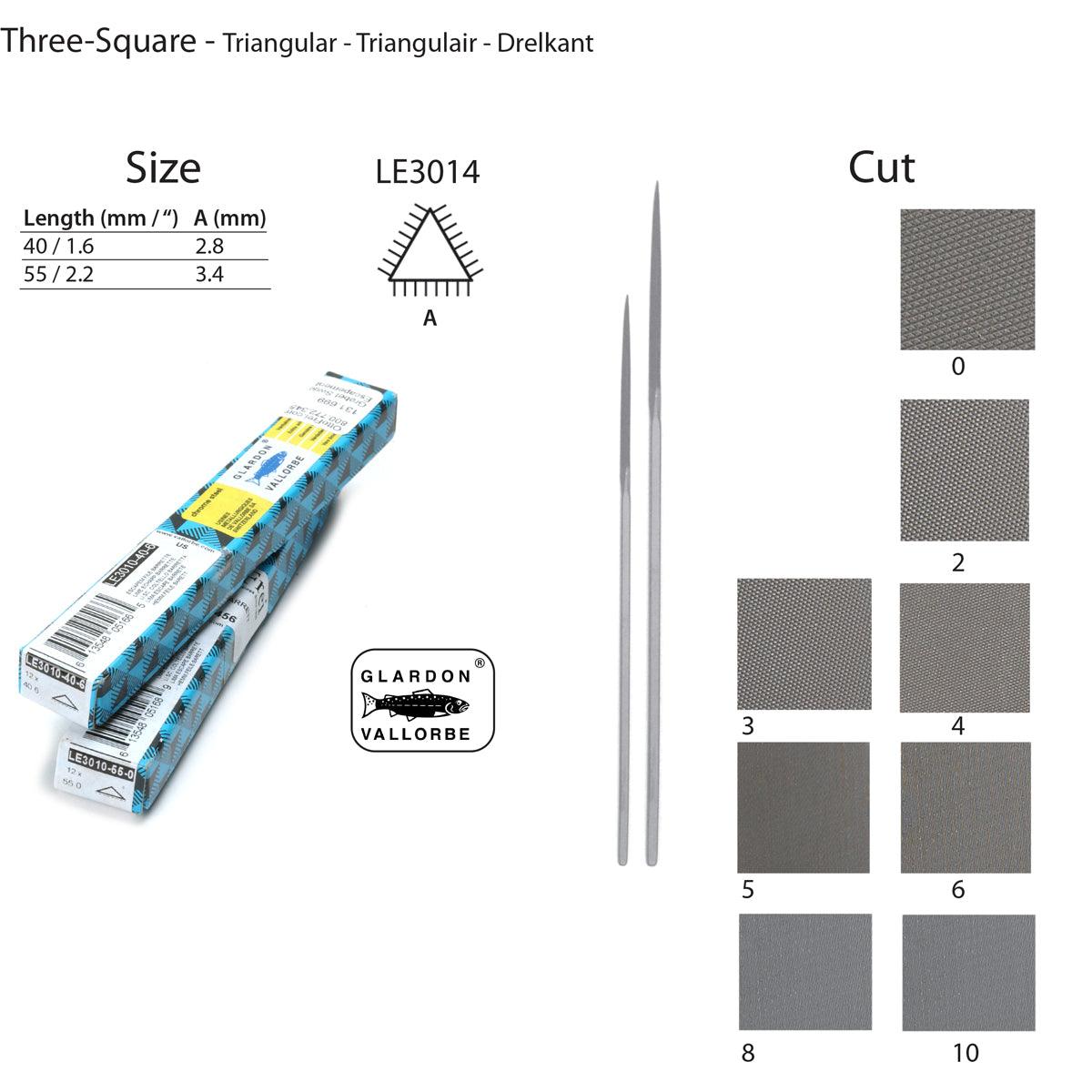 Glardon-Vallorbe Three Square Escapement Files - LE3014 — Otto Frei