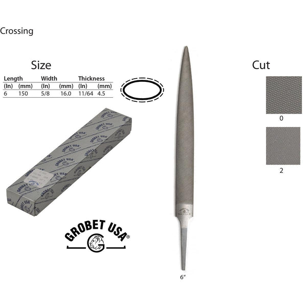Grobet USA Italian Made Crossing Precision Files-6" Cut 0 & Cut 2 ...