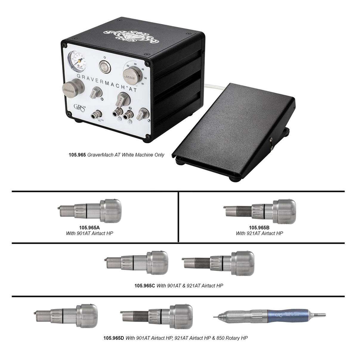 GRS 005-965 GraverMach AT White with Your Choice of Handpiece ...