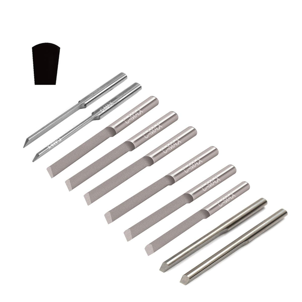 GRS C-Max Carbide 1/8" Round Shank Tapered Flat Gravers-Sizes 36 to 45 ...