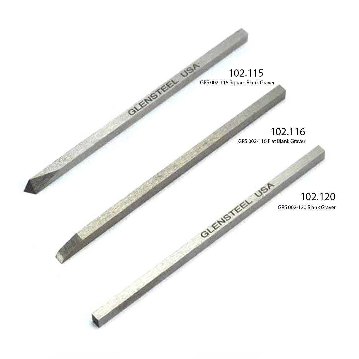 GRS Glensteel 2.35mm Square Shank x 70mm Long Gravers-Sizes — Otto Frei