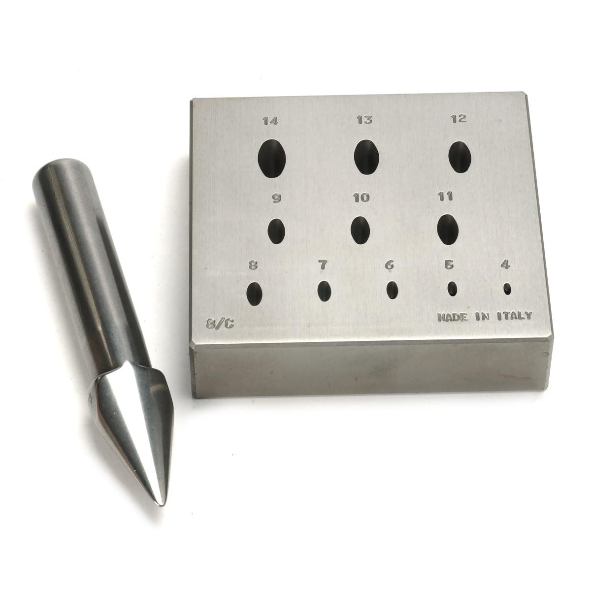 Narrow Oval Bezel Block 11-Hole 17° 4–14mm | Italian Steel — Otto Frei