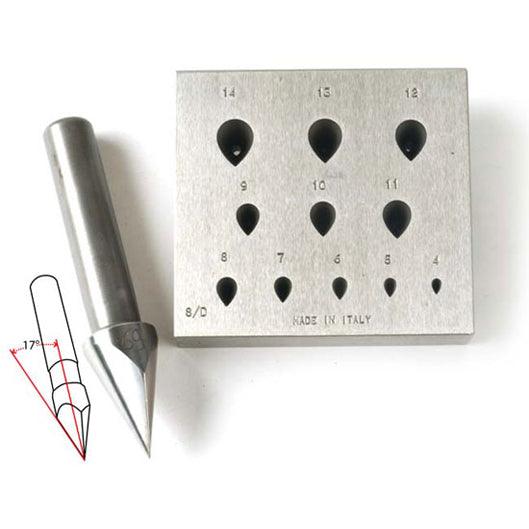 Small Pear Bezel Block 11-Hole 17° | 4mm–14mm Italian Steel — Otto Frei