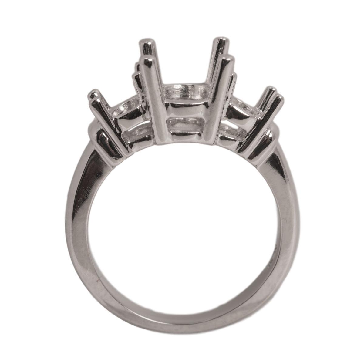 Platinum 3-Stone Oval Ring Mounting-8mm x 6mm Center Stone With Two 5mm ...