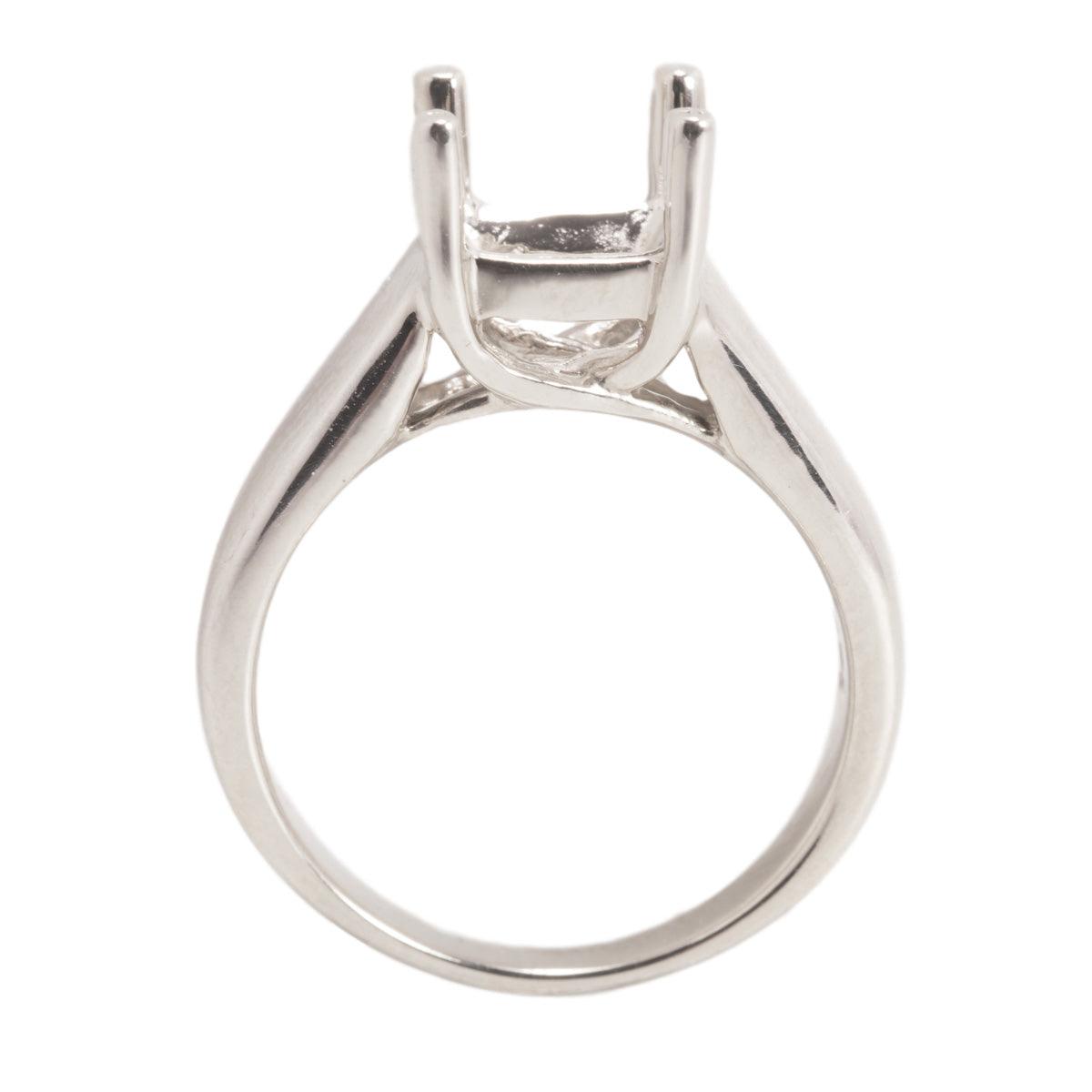 Platinum Square Solitaire Criss-Cross Ring Mounting 7.0mm | Otto Frei