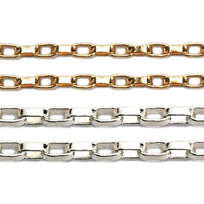 Sterling Silver & Yellow Gold Filled Oblong Rolo Chain 0.9mm - 5 Ft ...