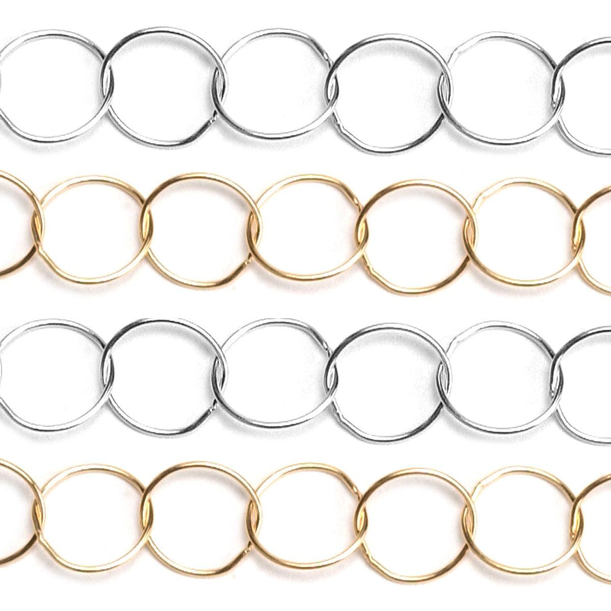 Sterling Silver & Yellow Gold Filled Round Flat Chain 13mm - 5 Ft. (60 ...