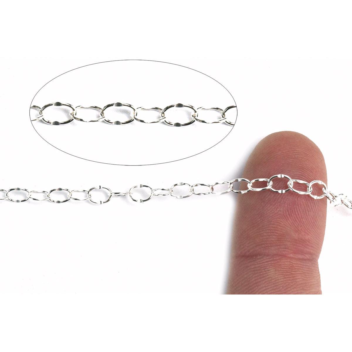 Sterling Silver Oval Dapped Side Chain 4.0mm x 5.0mm-5 Ft. (60 Inch ...