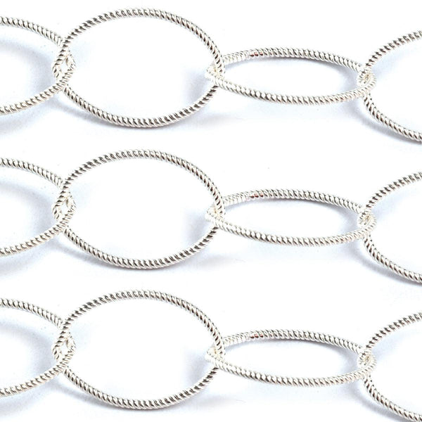 Sterling Silver Oval Twisted Wire Cable Chain 20mm x 14mm-5 Ft. (60 ...