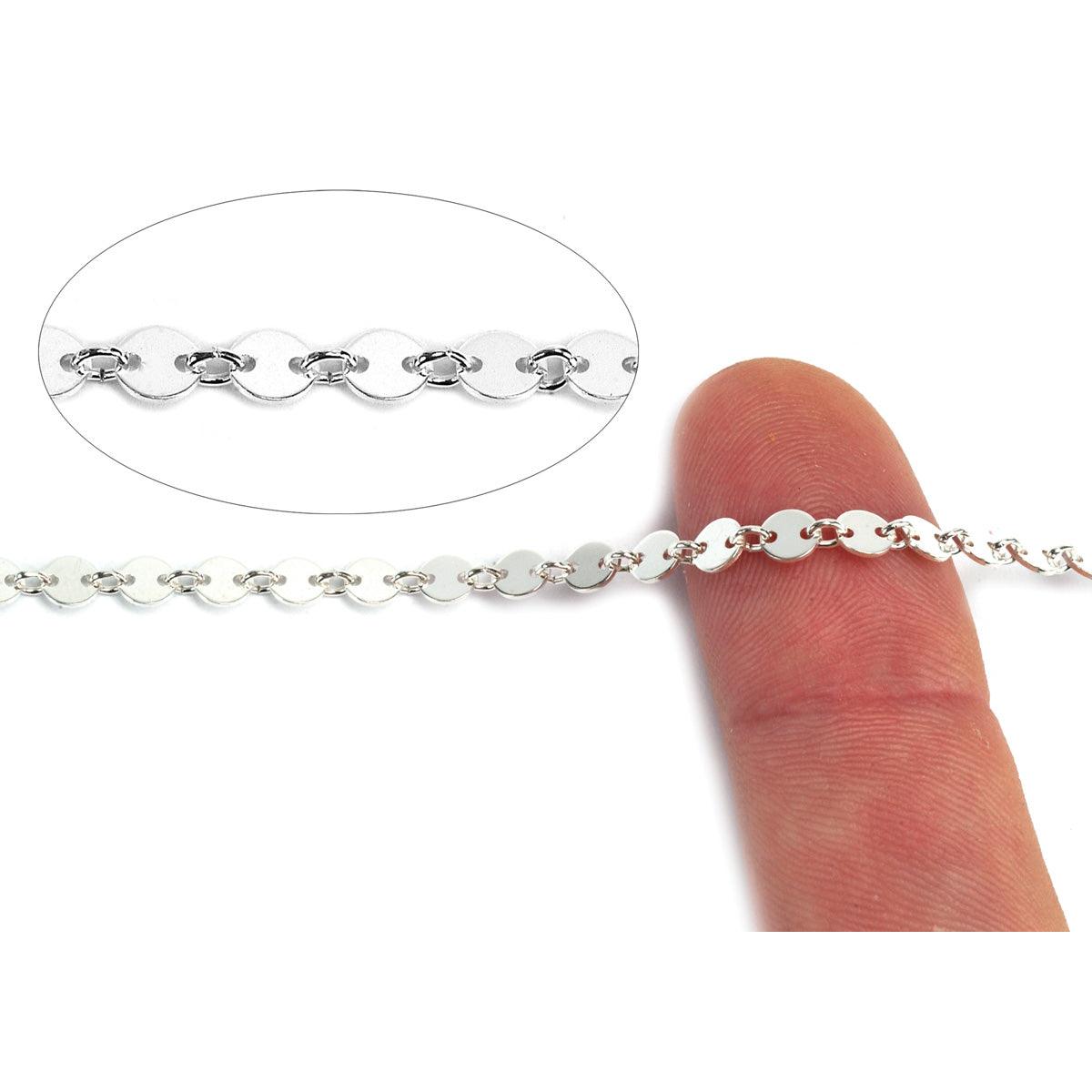 Sterling Silver Round 4.0mm Flat Discs Chain-5 Ft. (60 Inch) Pack ...