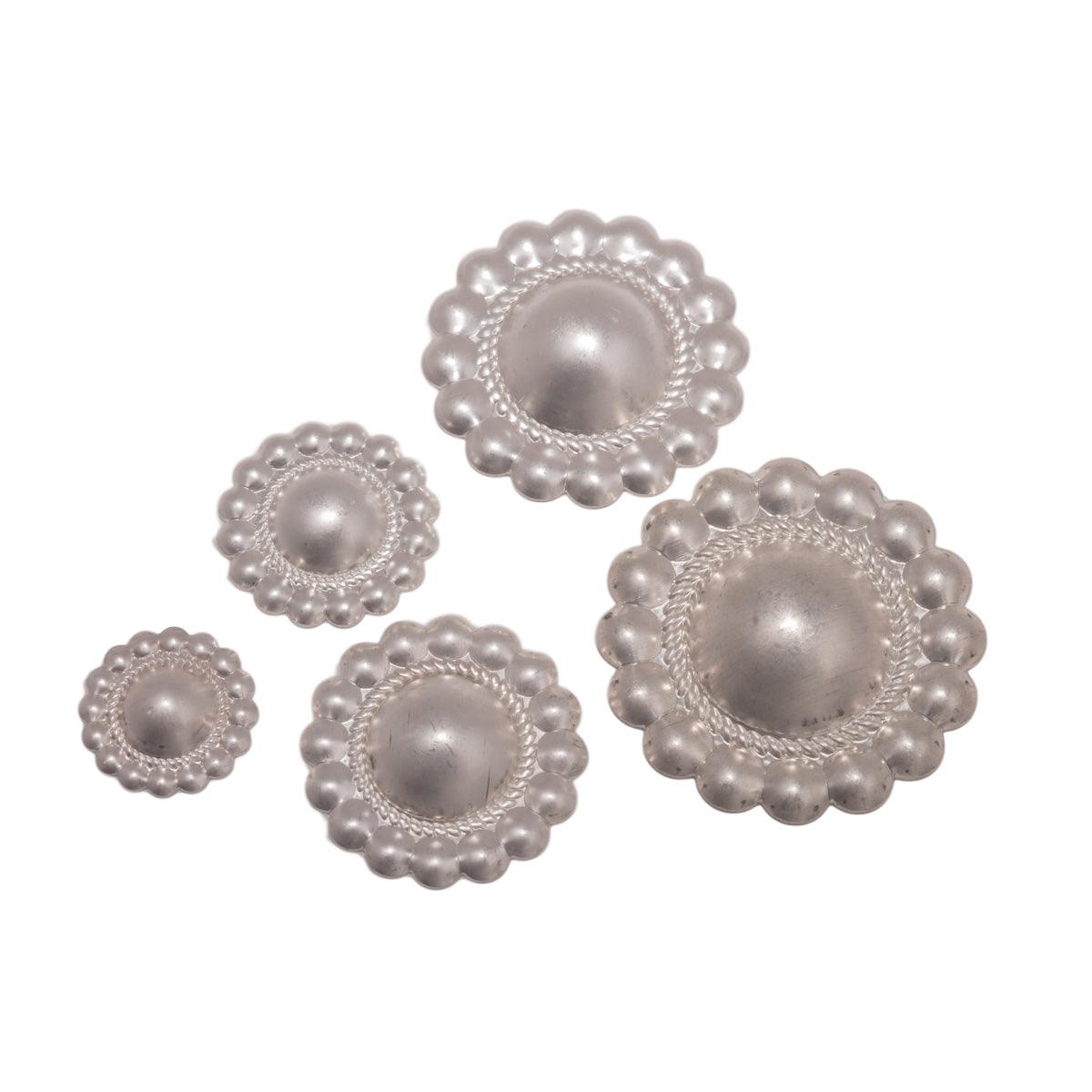 Sterling Silver Stamped Round Mirror Daisy Conchos | 14–30 mm — Otto Frei