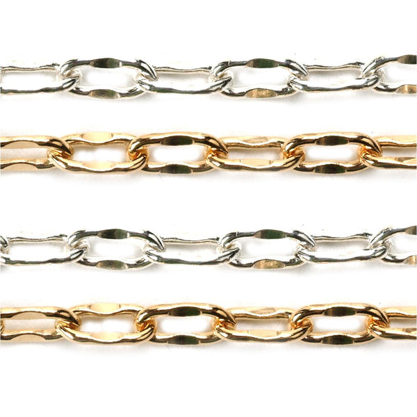Yellow Gold Filled Oval Dapped Chain 3mm x 6mm - 5Ft (60 Inch) Pack ...